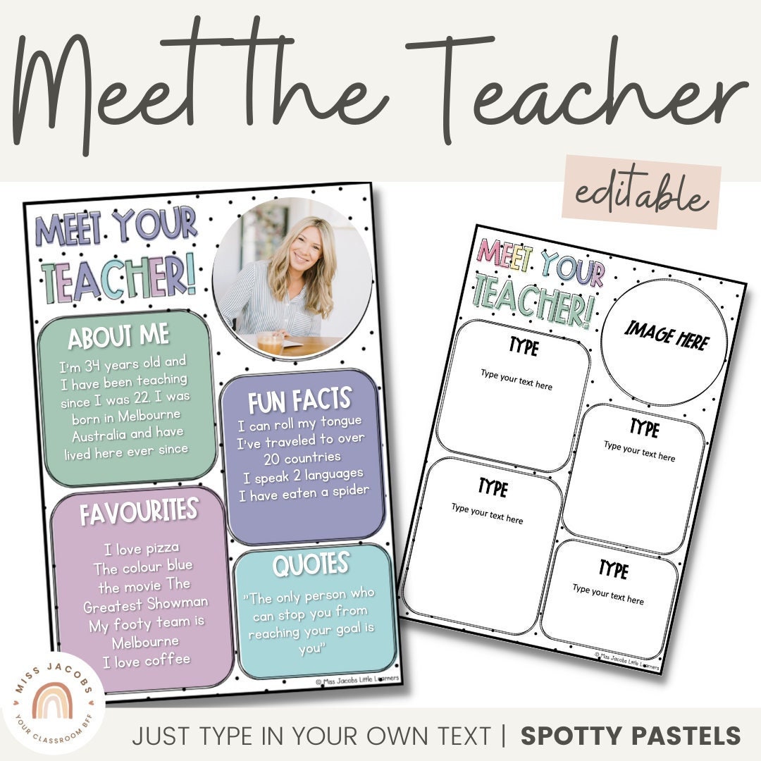 Meet the Teacher | Editable | Spotty Pastels Classroom Decor - Etsy