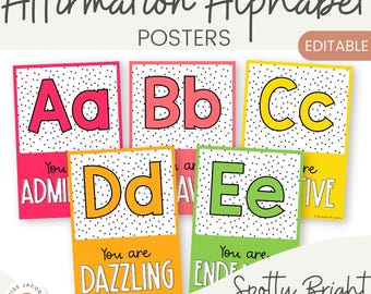 Spotty Bright Affirmation Alphabet Posters, Printable A-Z Affirmation ...
