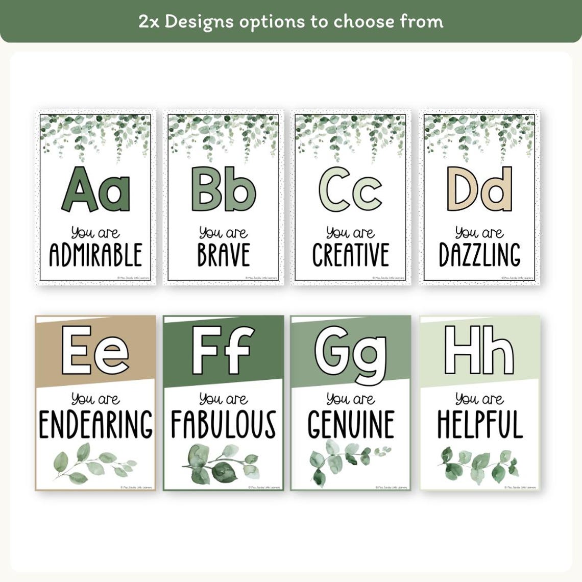Botanical Affirmation Alphabet Posters, Editable Eucalyptus Alphabet ...