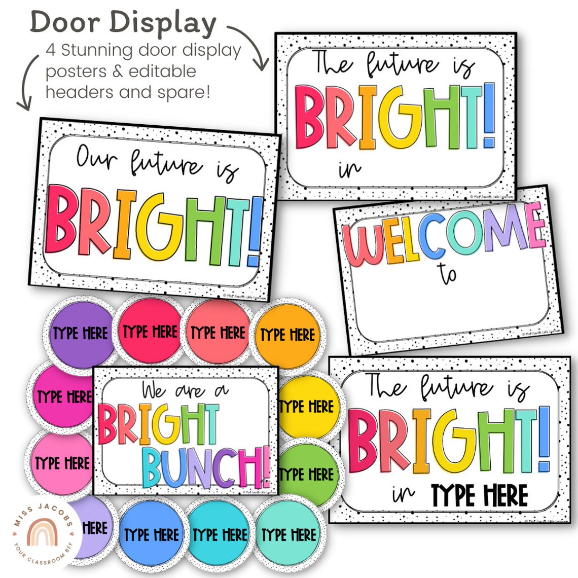 SPOTTY BRIGHTS Door Display Editable Groovy Rainbow Decor - Etsy