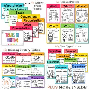 English Posters Bundle RAINBOW BRIGHTS Rainbow Themed Classroom Decor ...