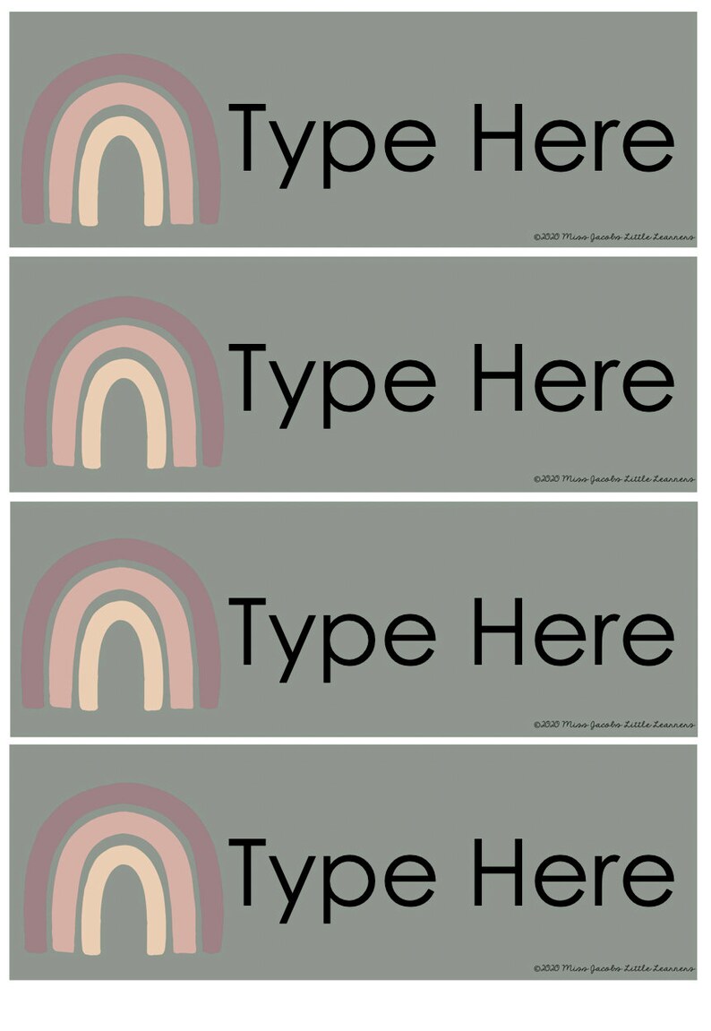 BOHO RAINBOW Classroom Labels Bundle Editable Neutral | Etsy