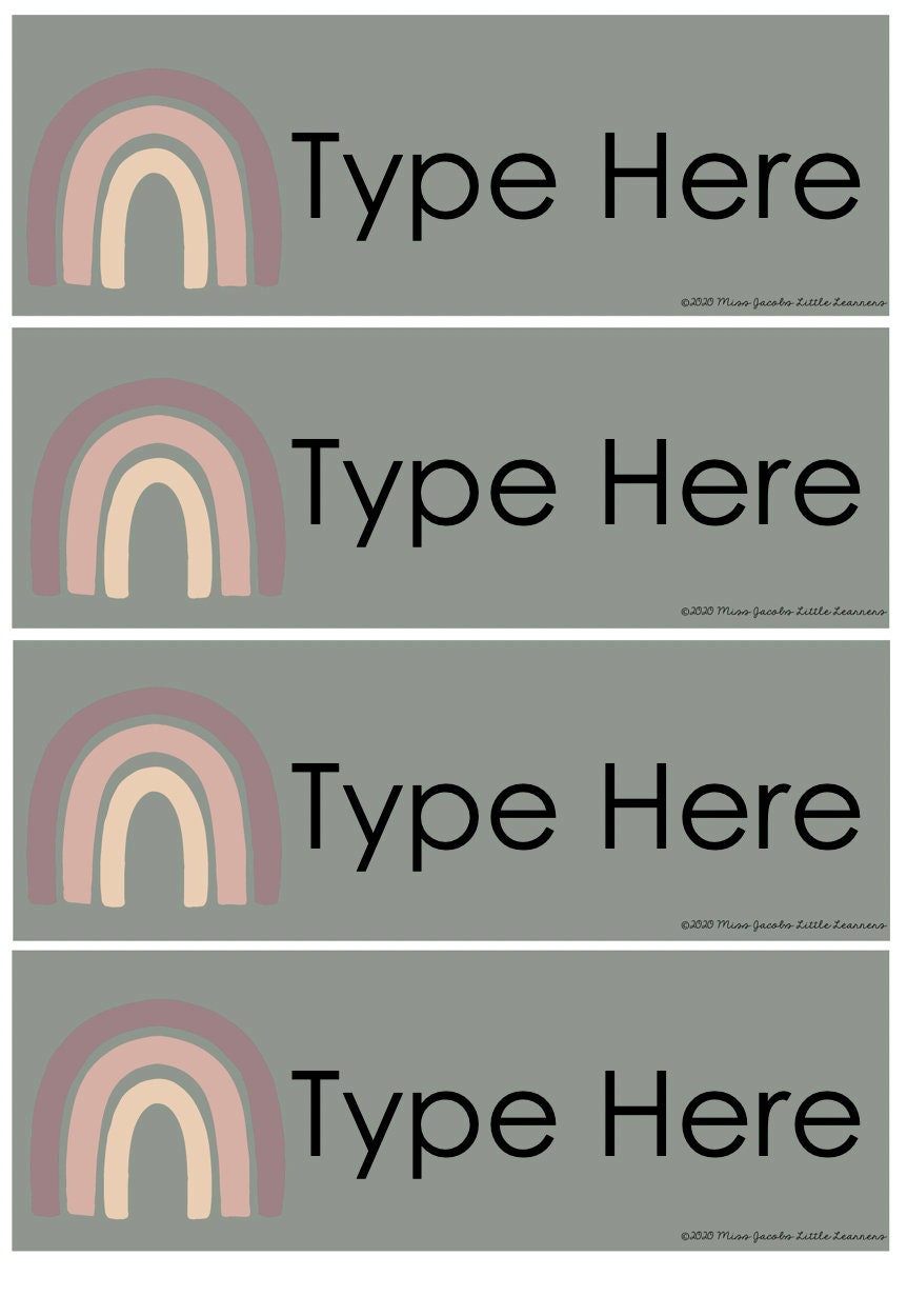 BOHO RAINBOW Classroom Labels Bundle Editable Neutral - Etsy Australia