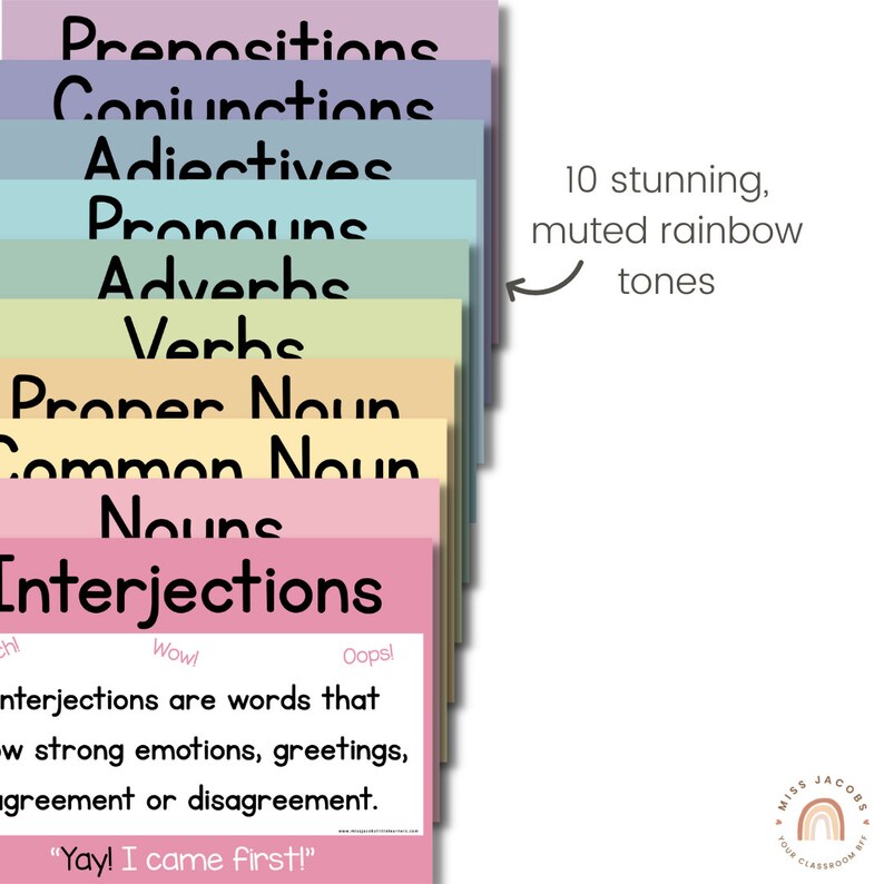 English Posters Bundle SPOTTY PASTELS Muted Rainbow Themed - Etsy