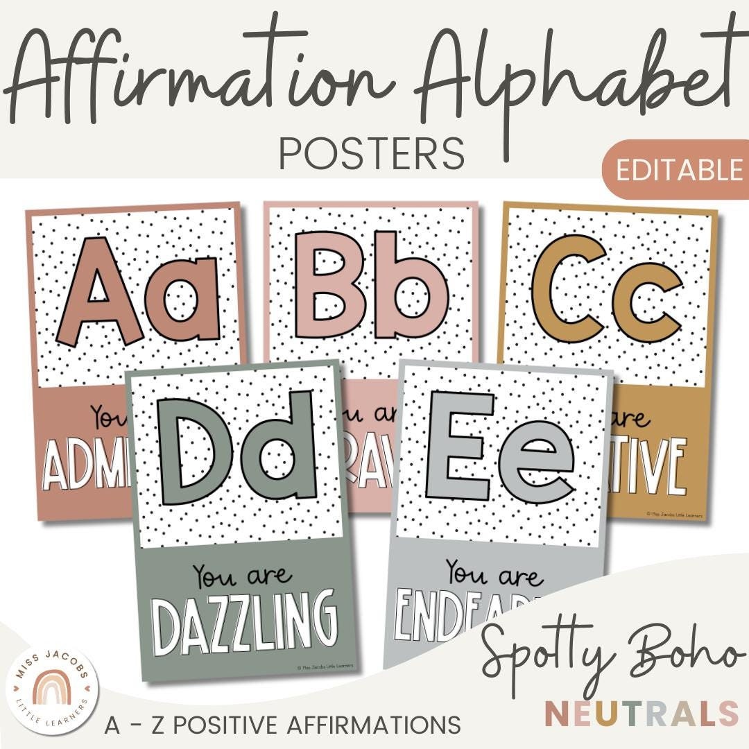 Affirmation Alphabet Poster, ABC Positive Affirmation Poster, Alphabet ...