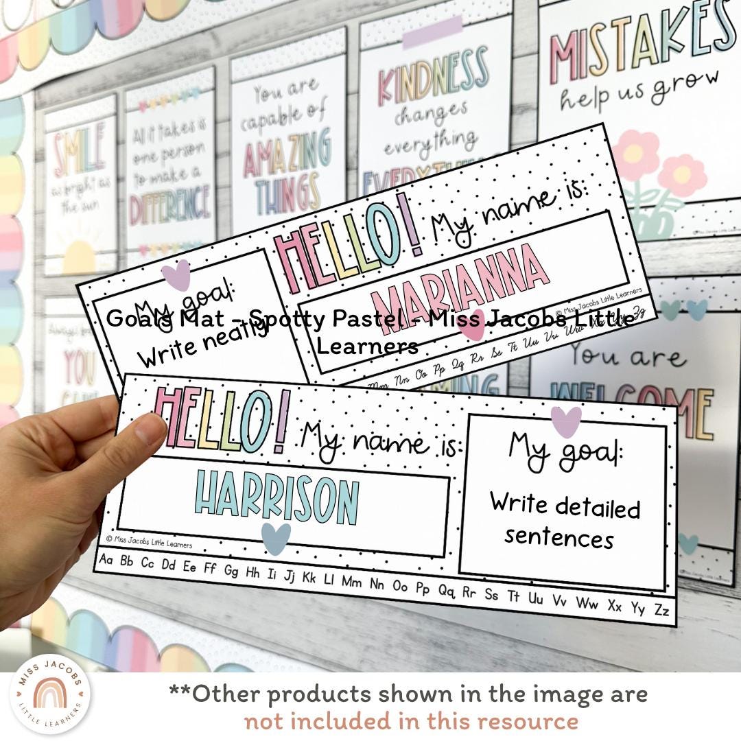 Student Name & Goals Plates | SPOTTY PASTELS | EDITABLE - Etsy