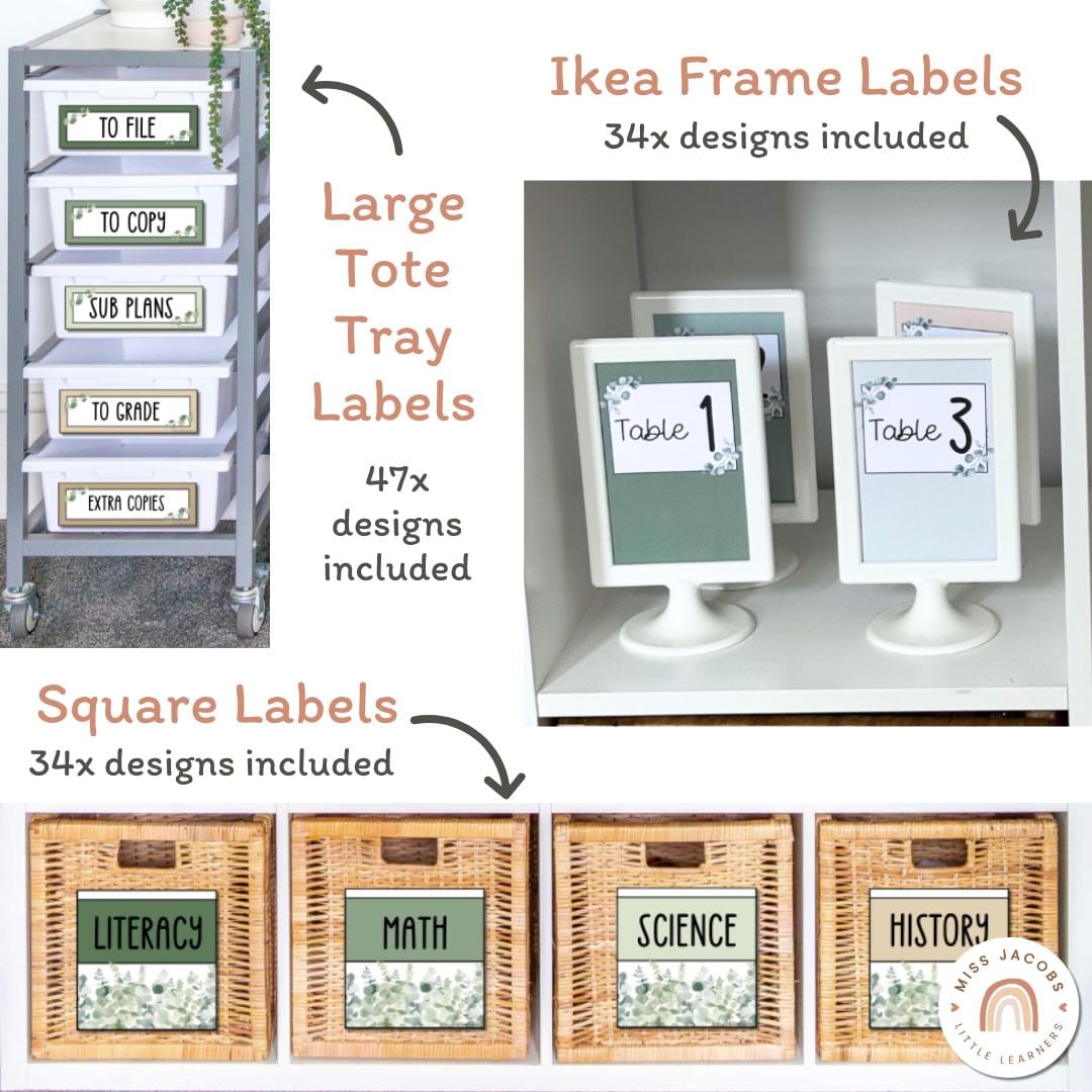 Editable Classroom Labels, Modern Botanical Name & Supply Tags, Tray ...
