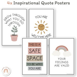 Boho Rainbow Calm Down Corner Posters, Calm Down Kit, Printable Social ...