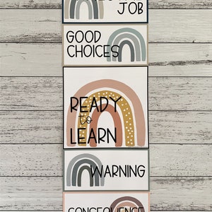 BOHO RAINBOW Behavior Clip Chart | Editable | Neutral Rainbow Classroom ...