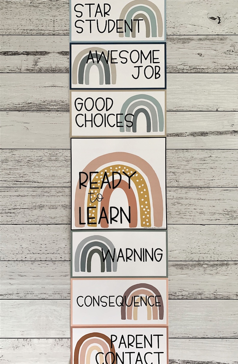 BOHO RAINBOW Behavior Clip Chart Editable Neutral Rainbow - Etsy