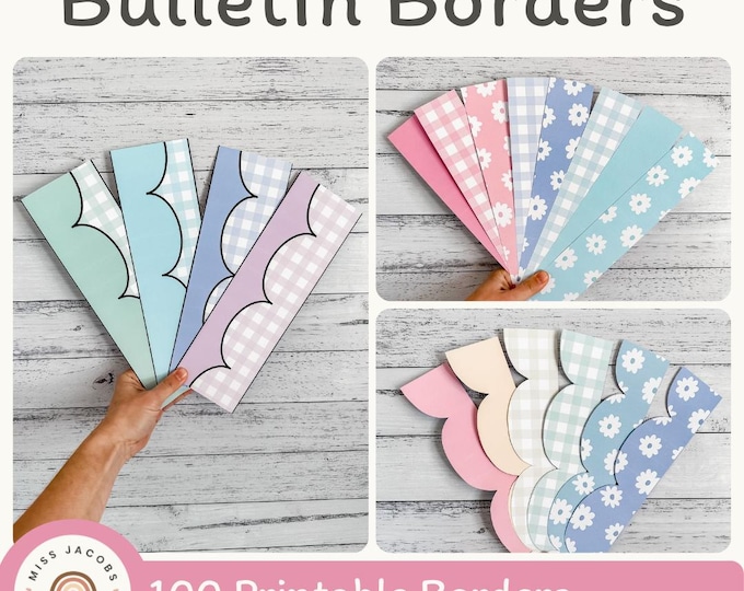 Pastel Bulletin Board Border | Cloud | Daisy | Rainbow | Checker - Etsy ...