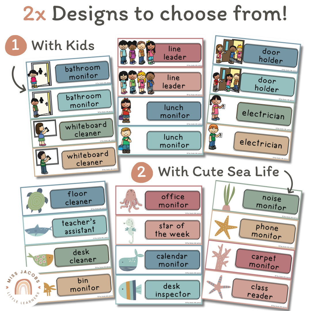Classroom Jobs Display | Cute Sea Life Classroom Decor | Editable - Etsy