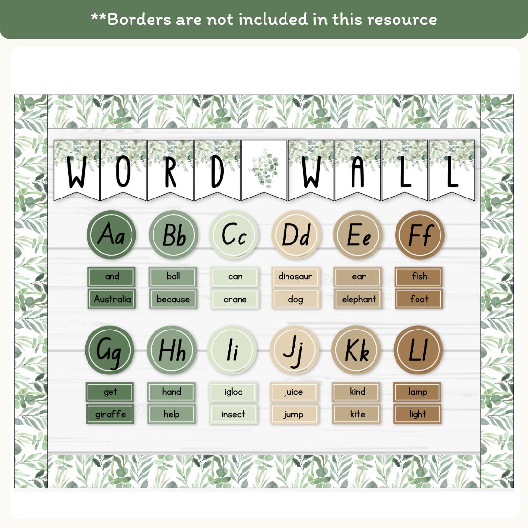 Alphabet Word Wall Botanical Template, Editable A–Z Headers & Word ...