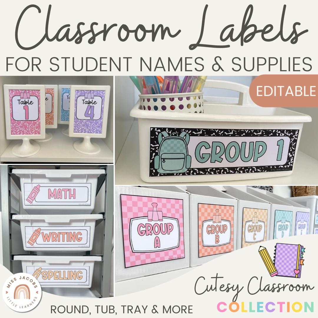 Cutesy Classroom Labels, Editable Student Names and Supplies, Bilingual ...