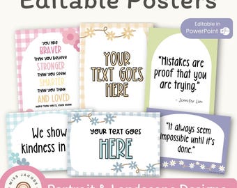 Editable & Customizable Classroom Posters | Daisy Gingham Pastels ...