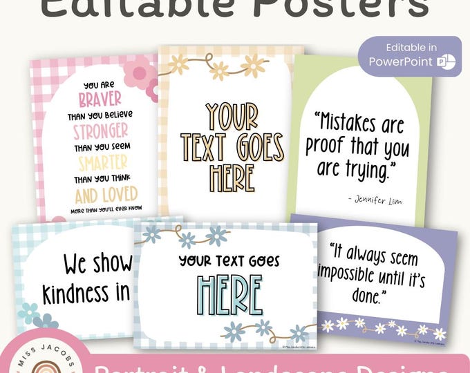 Editable & Customizable Classroom Posters | Daisy Gingham Pastels ...