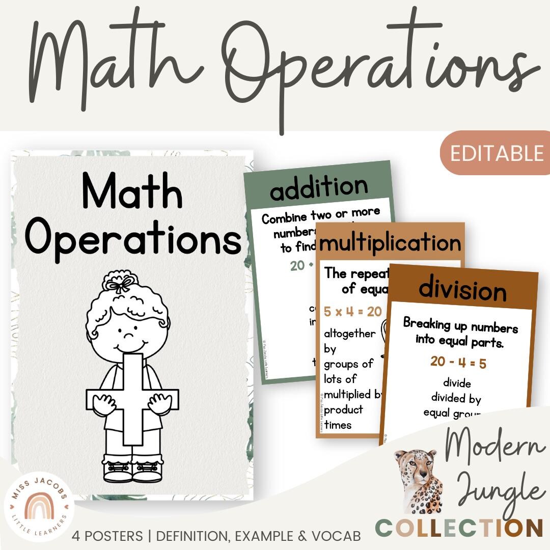 Earthy Math Operations Posters, Printable Math Operations Key Word ...