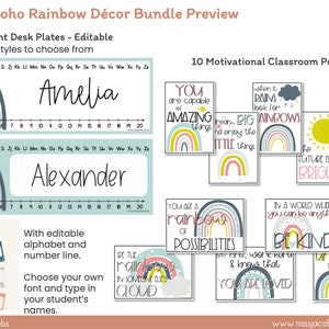 MODERN RAINBOW Classroom Decor Bundle Editable Calm Colors - Etsy