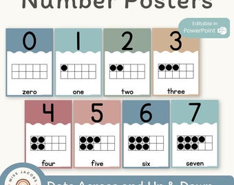 Number Posters With Ten Frames | Cute Sea Life | Editable Decor - Etsy