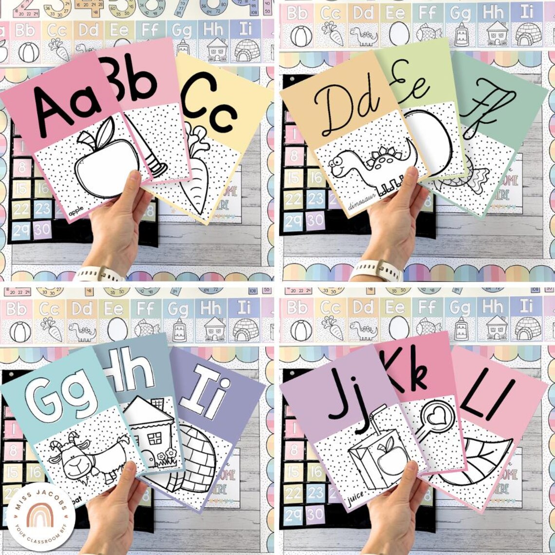 Alphabet Posters | SPOTTY PASTELS | Muted Rainbow Decor | Editable - Etsy