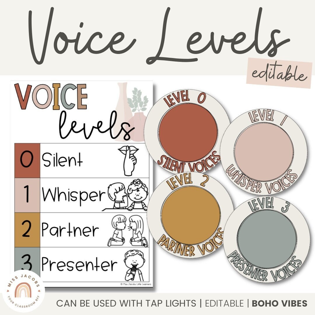 Boho Vibes Voice Noise Level Display EDITABLE Classroom - Etsy