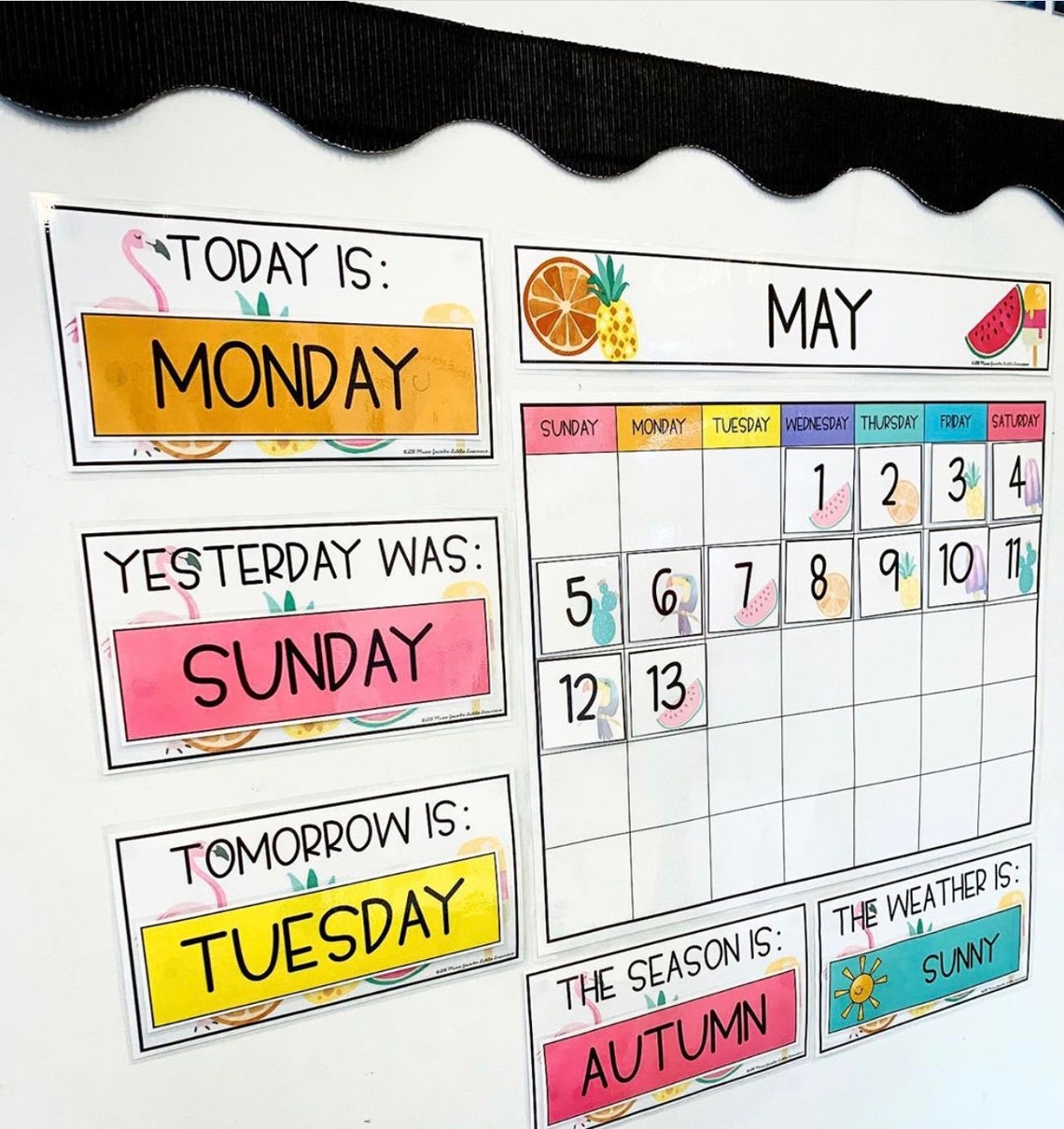 TROPICAL Classroom Calendar and Weather Display Tropical - Etsy