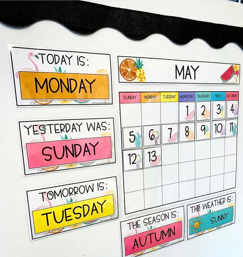 TROPICAL Classroom Calendar and Weather Display Tropical - Etsy