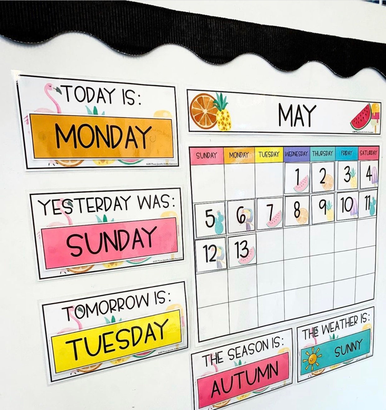 TROPICAL Classroom Calendar and Weather Display Tropical - Etsy