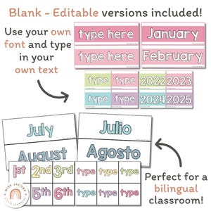 Pastel Flip Calendar, Editable Classroom Perpetual Calendar, Printable ...