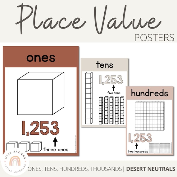 DESERT NEUTRAL Place Value Posters Boho Vibes Classroom | Etsy