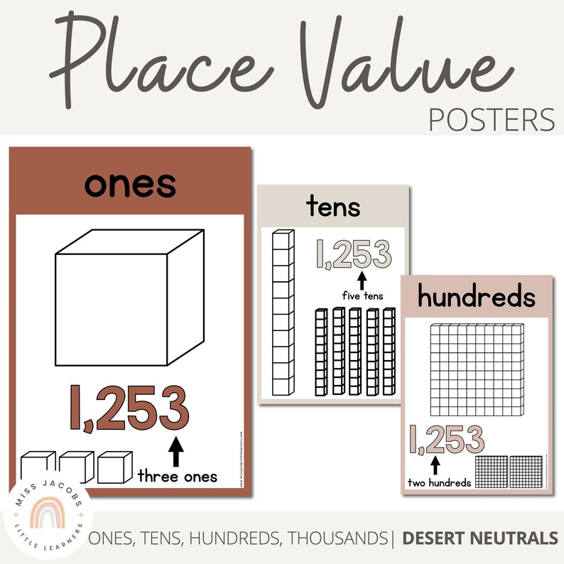 DESERT NEUTRAL Place Value Posters Boho Vibes Classroom - Etsy