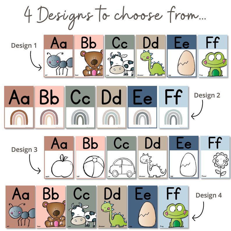 BOHO RAINBOW Alphabet Posters Editable Neutral Rainbow | Etsy