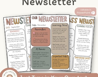 Classroom Newsletter Templates | Editable | Simple Boho Classroom Theme ...