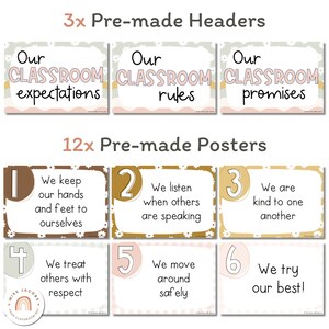 Classroom Rules Posters and Classroom Management Slips Daisy Gingham ...