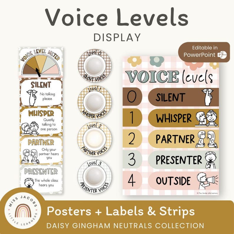 Editable Voice Levels Display | Push Light Noise Levels | Daisy Gingham ...
