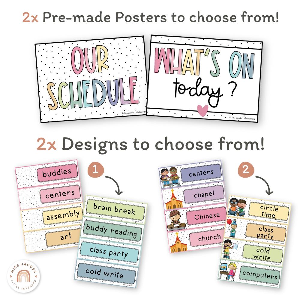 Visual Timetable | SPOTTY PASTELS Classroom Decor | Editable - Etsy
