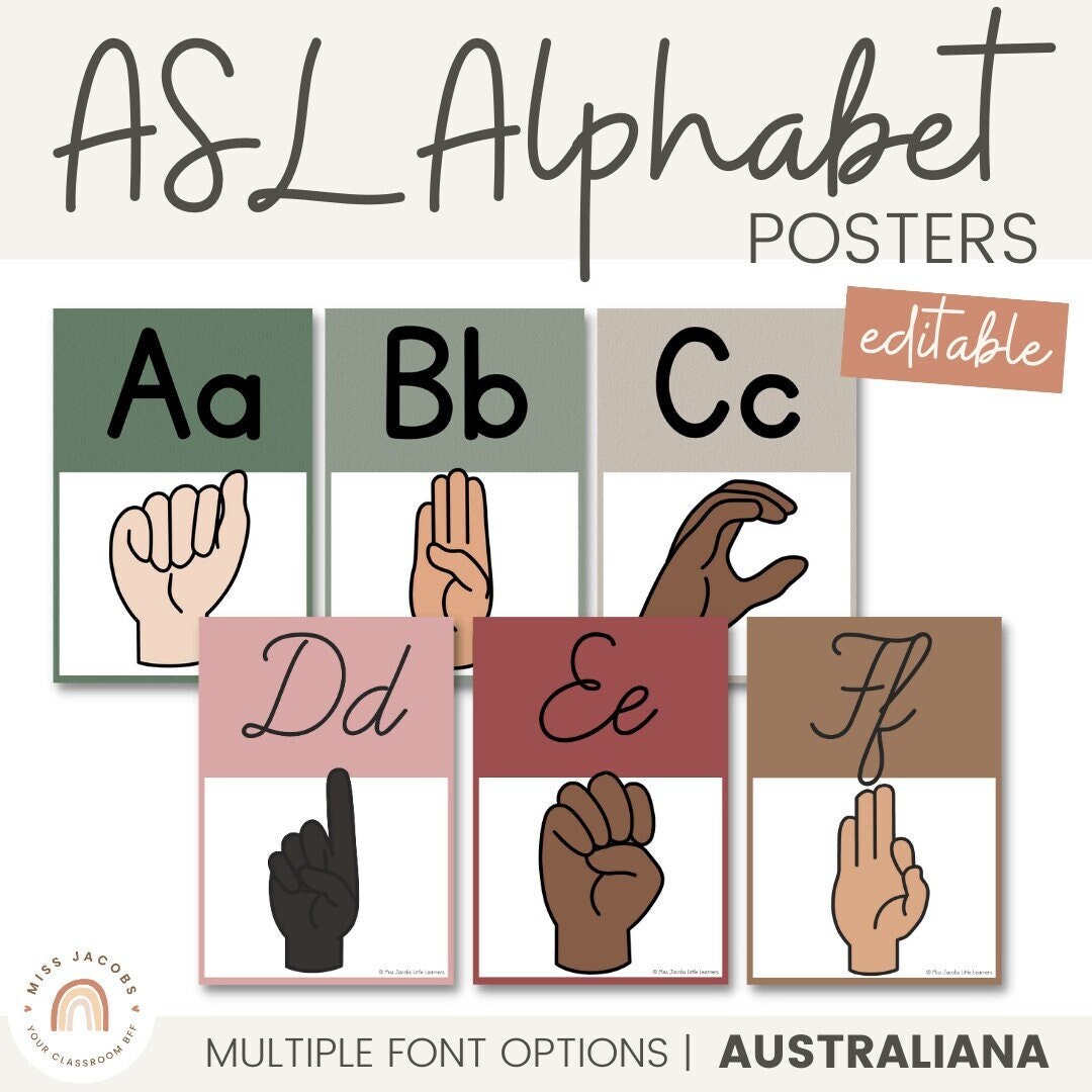 AUSTRALIANA ASL Alphabet Posters Modern Aussie Classroom - Etsy