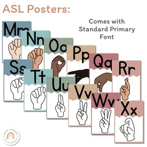 Alphabet Posters Bundle With ASL & Auslan Alphabet Cute Sea Life ...