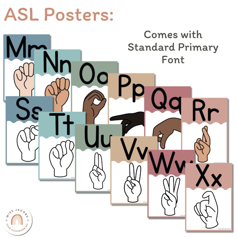 Alphabet Posters Bundle: Cute Sea Life English, Auslan, ASL Classroom ...