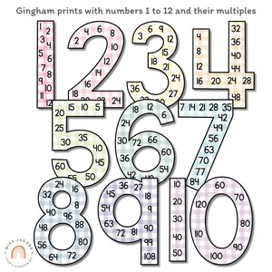 Skip Counting Large Number Line Display Daisy Gingham Pastels Math ...