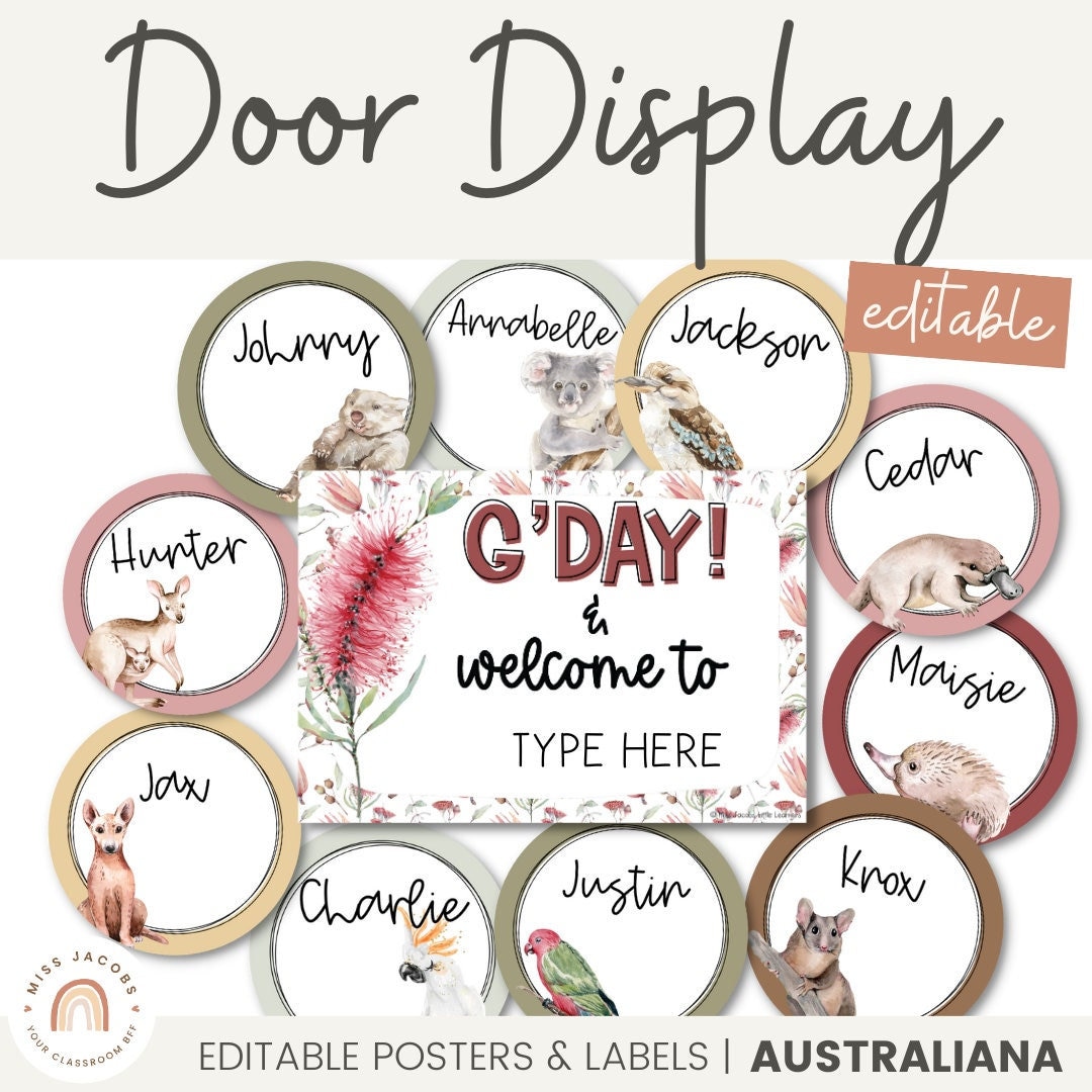 AUSTRALIANA Door Display Flora and Fauna Classroom Decor - Etsy