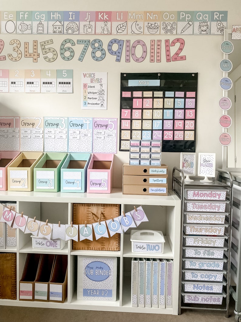 Classroom Calendar and Weather Display SPOTTY PASTELS - Etsy
