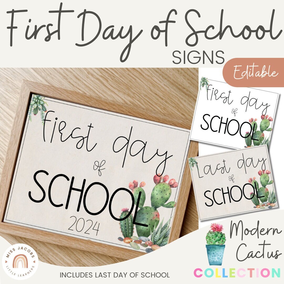 CACTUS First Day of School Signs | Cactus Classroom Decor - Etsy
