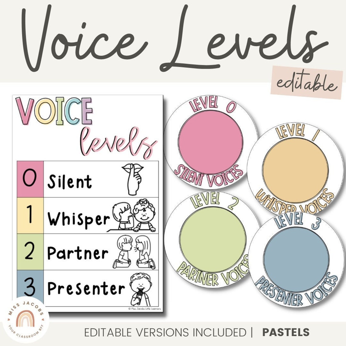 Voice Level Display PASTELS Classroom Decor - Etsy