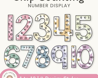 Skip Counting Large Number Line Display | Daisy Gingham Pastels Math ...