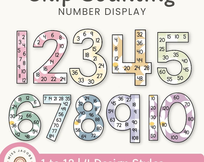 Skip Counting Large Number Line Display | Daisy Gingham Pastels Math ...
