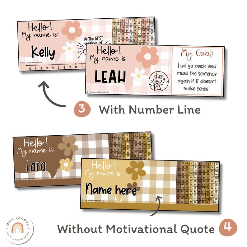 Student Name Tags and Goals Desk Plates | Alphabet and Number Line ...