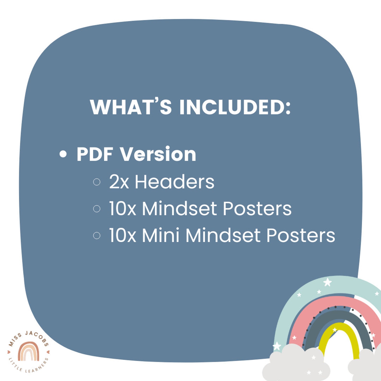 MODERN RAINBOW Growth Mindset Display | Calm Colors Classroom Decor ...