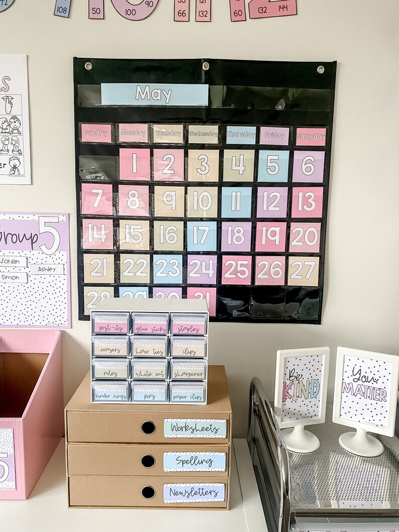 Classroom Calendar and Weather Display SPOTTY PASTELS - Etsy
