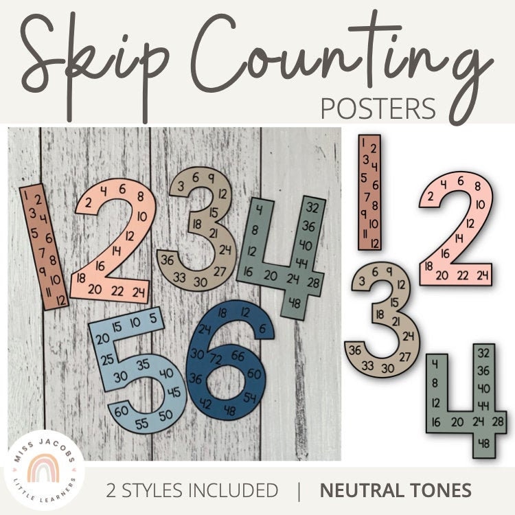 NEUTRAL Skip Counting Large Number Display Neutral Classroom | Etsy